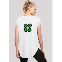 T-Shirt F4NT4STIC "Silvester Happy New Year Pixel Kleeblatt", Damen, Gr. L, wei&szlig;, Obermaterial: 100% Baumwolle, regular fit, Rundhals, ohne B&uuml;ndchen, Shirts T-Shirt, Print