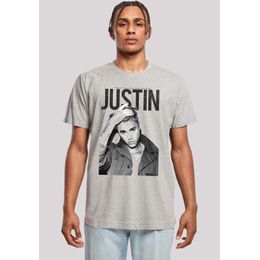 T-Shirt F4NT4STIC "Justin Bieber", Herren, Gr. 5XL, grau (erdgrau), Obermaterial: 100% Baumwolle, regular fit, Rundhals, ohne Bündchen, Shirts, Streetwear Fashion