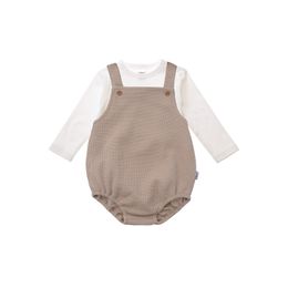 Strampler Liliput, Jungen, Gr. 74/80, beige (beige, weiß), 60% Baumwolle, 40% Polyester, Rundhals, Overalls, bestehend aus Latzshorts und Langarmshirt