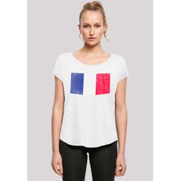 T-Shirt F4NT4STIC "France Frankreich Flagge distressed", Damen, Gr. S, wei&szlig;, Obermaterial: 100% Baumwolle, regular fit, Rundhals, ohne B&uuml;ndchen, Shirts T-Shirt, Print