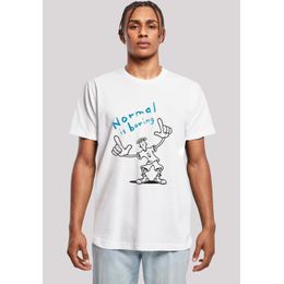 T-Shirt F4NT4STIC "Fido Dido Points Normal Is Boring", Herren, Gr. L, weiß, Obermaterial: 100% Baumwolle, regular fit, Rundhals, ohne Bündchen, Shirts, Premium Qualität