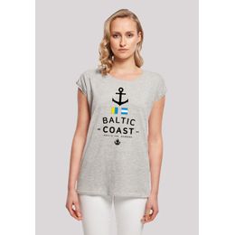 T-Shirt F4NT4STIC "Ostsee Flaggen", Damen, Gr. 4XL, grau (erdgrau), Obermaterial: 100% Baumwolle, regular fit, Rundhals, ohne B&uuml;ndchen, Shirts T-Shirt, Print