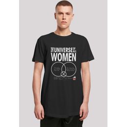 T-Shirt F4NT4STIC "Big Bang Theory The Universe Of All Women", Damen, Gr. S, schwarz, Obermaterial: 100% Baumwolle, regular fit, Rundhals, ohne B&uuml;ndchen, Shirts T-Shirt, Herren,Premium Merch,Lang,Longshirt,Bedruckt