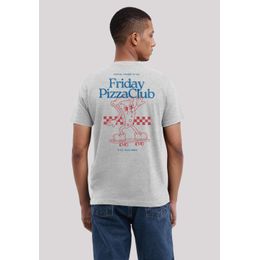 T-Shirt F4NT4STIC "Friday Pizza Club", Herren, Gr. L, grau (grau melange), Obermaterial: 100% Baumwolle, regular fit, Rundhals, ohne Bündchen, Shirts, Premium Qualität