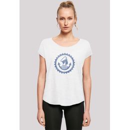 T-Shirt F4NT4STIC "Knut und Jan Hamburg with Ladies Long Slub Tee", Damen, Gr. S, wei&szlig;, Obermaterial: 100% Baumwolle, regular fit, Rundhals, ohne B&uuml;ndchen, Shirts T-Shirt, Print