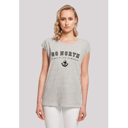 T-Shirt F4NT4STIC "Go North Knut & Jan Hamburg", Damen, Gr. XL, grau (erdgrau), Obermaterial: 100% Baumwolle, regular fit, Rundhals, ohne B&uuml;ndchen, Shirts T-Shirt, Print