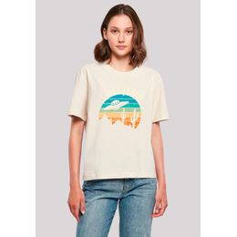 T-Shirt F4NT4STIC "I Believe UFO Alien Sonnenuntergang", Damen, Gr. L, wei&szlig; (sandwei&szlig;), Obermaterial: 100% Baumwolle, oversize, Rundhals, ohne B&uuml;ndchen, Shirts T-Shirt, Premium Qualit&auml;t