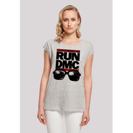 T-Shirt F4NT4STIC "Run DMC Glasses NYC", Damen, Gr. 4XL, grau (erdgrau), Obermaterial: 100% Baumwolle, regular fit, Rundhals, ohne Bündchen, Shirts, Premium Qualität