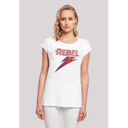 T-Shirt F4NT4STIC "David Bowie Distressed Rebel", Damen, Gr. 4XL, weiß, Obermaterial: 100% Baumwolle, regular fit, Rundhals, ohne Bündchen, Shirts, Print