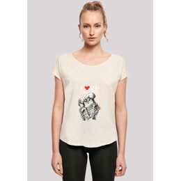 T-Shirt F4NT4STIC "Love is all you need", Damen, Gr. L, weiß (sandweiß), Obermaterial: 100% Baumwolle, regular fit, Rundhals, ohne Bündchen, Shirts, Premium Qualität