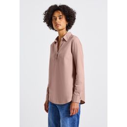 Hemdbluse Street One, Damen, Gr. 36, rosa (faded rose), Web, 100% Baumwolle, unifarben, normal normal, V-Ausschnitt, Manschette, Blusen Hemdbluse, aus reiner Baumwolle