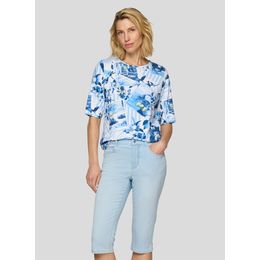 Print-Shirt Rabe "T-Shirt", Damen, Gr. 36, blau (hellblau), 95%Viskose 5%Elastan, gemustert, tailliert, Shirts