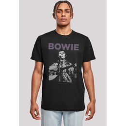 T-Shirt F4NT4STIC "David Bowie Rock Poster", Herren, Gr. L, schwarz, Obermaterial: 100% Baumwolle, regular fit, Rundhals, ohne Bündchen, Shirts, Print