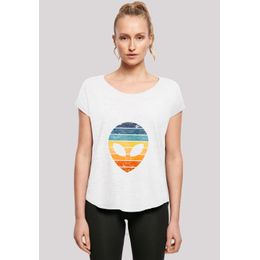 F4NT4STIC Damen T-Shirt "Alien Sonnenuntergang Retro"wei&szlig;, Gr. S, Obermaterial: 100% Baumwolle, Shirts, Premium Qualit&auml;t