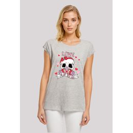 T-Shirt F4NT4STIC "Anti Valentinstag LOVE is in the air", Damen, Gr. 4XL, grau (erdgrau), Obermaterial: 100% Baumwolle, regular fit, Rundhals, ohne Bündchen, Shirts, Premium Qualität