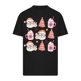 T-Shirt F4NT4STIC "Hippie Santa Weihnachten Tree Cocoa", Herren, Gr. L, schwarz, Obermaterial: 100% Baumwolle, regular fit, Rundhals, ohne Bündchen, Shirts, Premium Qualität