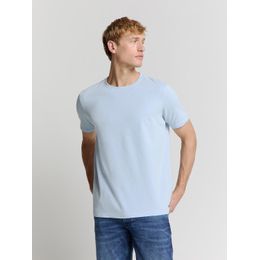 T-Shirt NO EXCESS "NO EXCESS Crewneck t-shirt", Herren, Gr. L, blau (himmelblau), 50% Baumwolle, 47% Polyester, 3% Elasthan, Shirts