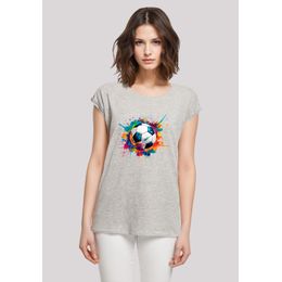 T-Shirt F4NT4STIC "Bunte Fußball Grafik", Damen, Gr. 4XL, grau (erdgrau), Obermaterial: 100% Baumwolle, regular fit, Rundhals, ohne Bündchen, Shirts, Premium Qualität