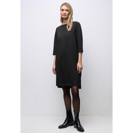 Sweatkleid Street One, Damen, Gr. 34, EURO-Gr&ouml;&szlig;en, schwarz, Stoff, 47% Polyester, 45% Viskose, 8% Elasthan, unifarben, normal kniefrei, Rundhals, abgesteppt, Kleider Sweatkleid, knielang