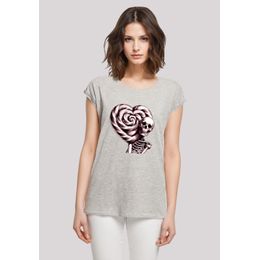 T-Shirt F4NT4STIC "Süße Süßigkeiten Herzform Liebe", Damen, Gr. L, grau (erdgrau), Obermaterial: 100% Baumwolle, regular fit, Rundhals, ohne Bündchen, Shirts, Premium Qualität