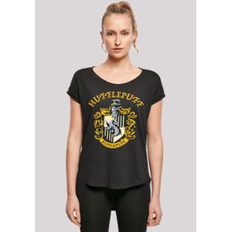 T-Shirt F4NT4STIC "Harry Potter Hufflepuff Crest", Damen, Gr. L, schwarz, Obermaterial: 100% Baumwolle, regular fit, Rundhals, ohne Bündchen, Shirts, Print