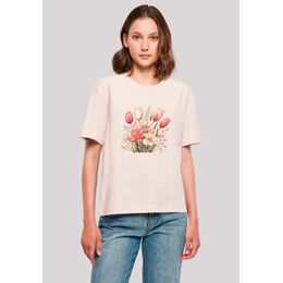 T-Shirt F4NT4STIC "Rosa wei&szlig;er Fr&uuml;hlingsblumenstrau&szlig;", Damen, Gr. L, pink, Obermaterial: 100% Baumwolle, oversize, Rundhals, ohne B&uuml;ndchen, Shirts T-Shirt, Premium Qualit&auml;t