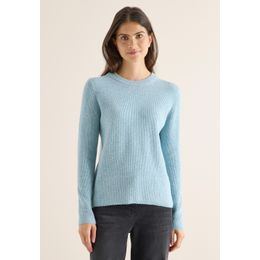 Strickpullover Cecil, Damen, Gr. L (42), faded blau melange, Web, 37% Baumwolle, 34% Polyacryl, 26% Polyester, 3% Elasthan, unifarben, normal normal, Rundhals, Bündchen, Pullover, aus Feinstrick