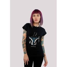 T-Shirt F4NT4STIC "Star Wars The Mandalorian Helm Silhouette", Damen, Gr. L, schwarz, Obermaterial: 100% Baumwolle, regular fit, Rundhals, ohne B&uuml;ndchen, Shirts T-Shirt, Print