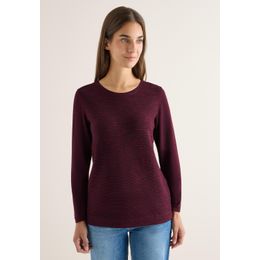 Strickpullover Cecil, Damen, Gr. L (42), eggplant rot heather melange, Web, 60% Baumwolle, 40% Polyester, unifarben, normal normal, Rundhals, abgesteppt, Pullover, mit Rundhalsausschnitt