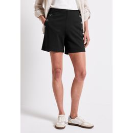 Shorts Street One, Damen, Gr. 44, schwarz, Stoff, 70% Viskose, 26% Polyester, 4% Elasthan, unifarben, comfort fit kurz, Hosen Shorts, High Waist
