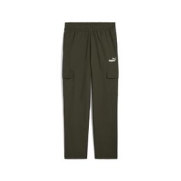 Sporthose Puma "Essentials No. 1 Logo Gewebte Cargohose Herren", Damen, Gr. L, Normalgr&ouml;&szlig;en, schwarz olive gr&uuml;n, Obermaterial: 100% Polyester; Taschenfutter: 100% Polyester, unifarben, regular fit, Hosen Sporthose