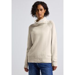 Rollkragenpullover Street One, Damen, Gr. 46, tusk cream meliert, Stoff, 30% Polyester, 29% Polyacryl, 21% Viskose, 20% Nylon, unifarben, normal normal, hoch geschlossener Ausschnitt, Strickb&uuml;ndchen, Pullover Rollkragenpullover, mit Stehkragen