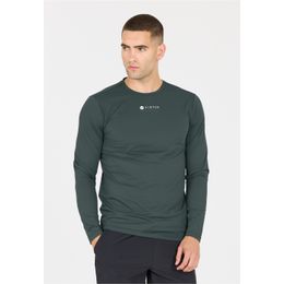 Langarmshirt Virtus "Roger", Herren, Gr. L, grün (dunkelgrün), 84% Polyester, 16% Elasthan, unifarben, normal, hoch geschlossener Ausschnitt, Shirts, mit antibakterieller Silver Funktion