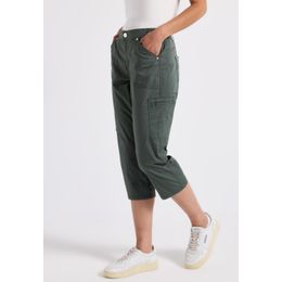3/4-Hose Street One, Damen, Gr. 38, L&auml;nge 22, gr&uuml;n (marshy gr&uuml;n), Web, 98% Baumwolle, 2% Elasthan, unifarben, comfort fit wadenlang, Hosen, mit seitlichen Einschubtaschen