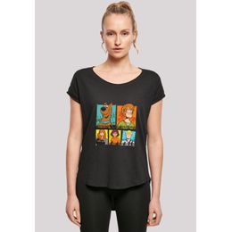 T-Shirt F4NT4STIC "Long Cut T-Shirt 'Scooby Doo Group Frames'", Damen, Gr. L, schwarz, Obermaterial: 100% Baumwolle, regular fit, Rundhals, ohne B&uuml;ndchen, Shirts T-Shirt, Damen,Premium Merch,Lang,Longshirt,Bedruckt