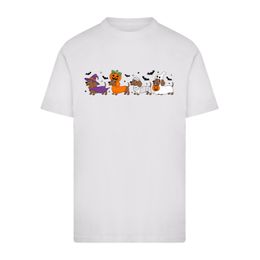 T-Shirt F4NT4STIC "Halloween Cute Dackel", Herren, Gr. L, weiß, Obermaterial: 100% Baumwolle, regular fit, Rundhals, ohne Bündchen, Shirts, Premium Qualität