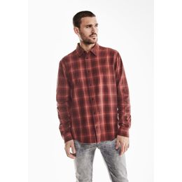 Karohemd Street One MEN, Herren, Gr. XL44, US-Größen, rot (rusty rot), Web, 100% Baumwolle, kariert, normal normal, V-Ausschnitt, Bündchen, Hemden, mit Knopfleiste