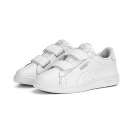 Sneaker Puma "Smash 3.0 Sneakers Jugendliche", Damen, Gr. 32, wei&szlig; (wei&szlig; cool light gray), Obermaterial: Synthetik, Kuhleder, Textil, Leder; Futter: Textil; Innensohle: Textil; Laufsohle: Gummi, Schuhe Sneaker