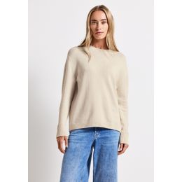 Street One Damen Strickpullovertusk cream, Gr. 46, unifarben, Web, 60% Baumwolle, 40% Polyacryl, Pullover, im soften Baumwoll-Mix