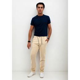 Stoffhose INDICODE "Inboris", Herren, Gr. 4XL, Normalgrößen, beige, 55% Leinen, 45% Baumwolle, Hosen, mit innen liegendem Kordelzug