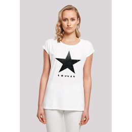 T-Shirt F4NT4STIC "David Bowie Star Logo", Damen, Gr. 4XL, weiß, Obermaterial: 100% Baumwolle, regular fit, Rundhals, ohne Bündchen, Shirts, Print