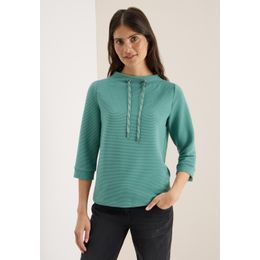 3/4-Arm-Shirt Cecil, Damen, Gr. M (40), grün (jewel grün), Stoff, 60% Polyester, 37% Viskose, 3% Elasthan, unifarben, normal normal, Rundhals, abgesteppt, Shirts, mit 3/4 Ärmeln