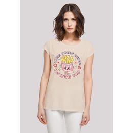 T-Shirt F4NT4STIC "Time Fries when I am with you", Damen, Gr. 4XL, wei&szlig; (sandwei&szlig;), Obermaterial: 100% Baumwolle, regular fit, Rundhals, ohne B&uuml;ndchen, Shirts T-Shirt, Premium Qualit&auml;t