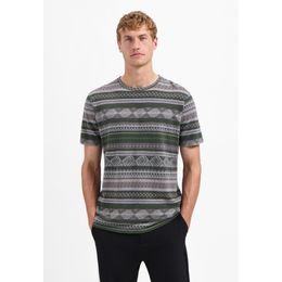 T-Shirt NO EXCESS "NO EXCESS Jacquard-T-Shirt T-Shirt Crewneck Allover Jacquard", Herren, Gr. 3XL, grau melange, 92% Baumwolle, 8% Polyester, Shirts T-Shirt