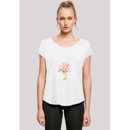 T-Shirt F4NT4STIC "Rosa Fr&uuml;hlingsblumenstrau&szlig; in Vase", Damen, Gr. S, wei&szlig;, Obermaterial: 100% Baumwolle, regular fit, Rundhals, ohne B&uuml;ndchen, Shirts T-Shirt, Premium Qualit&auml;t