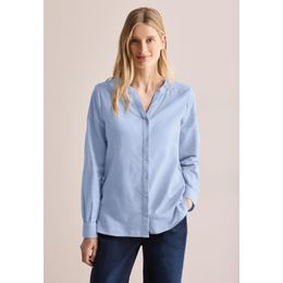 Langarmbluse Cecil, Damen, Gr. L (42), blau (fresh light blau), Web, 100% Baumwolle, unifarben, gerade normal, Rundhals, Bündchen, Blusen, mit Knopfleiste