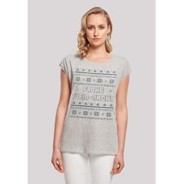 T-Shirt F4NT4STIC "Frohe Wein-Nacht", Damen, Gr. XS, grau (erdgrau), Obermaterial: 100% Baumwolle, regular fit, Rundhals, ohne B&uuml;ndchen, Shirts T-Shirt, Print