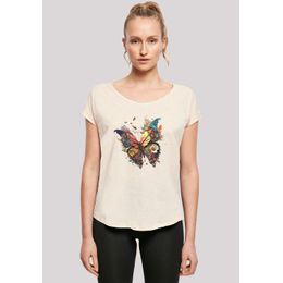 T-Shirt F4NT4STIC "Schmetterling Bunt", Damen, Gr. L, beige (sandwei&szlig;), Obermaterial: 100% Baumwolle, regular fit, Rundhals, ohne B&uuml;ndchen, Shirts T-Shirt, Print