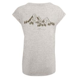 T-Shirt F4NT4STIC "PLUS SIZE Mountain Berge", Damen, Gr. XL, grau (erdgrau), Obermaterial: 100% Baumwolle, regular fit, Rundhals, ohne Bündchen, Shirts, Print
