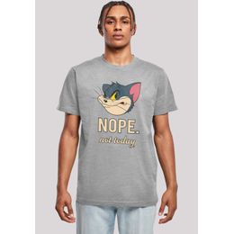 T-Shirt F4NT4STIC "Tom und Jerry Nope Not Today", Damen, Gr. L, grau (erdgrau), Obermaterial: 100% Baumwolle, regular fit, Rundhals, ohne B&uuml;ndchen, Shirts T-Shirt, Herren,Premium Merch,Regular-Fit,Basic,Bedruckt